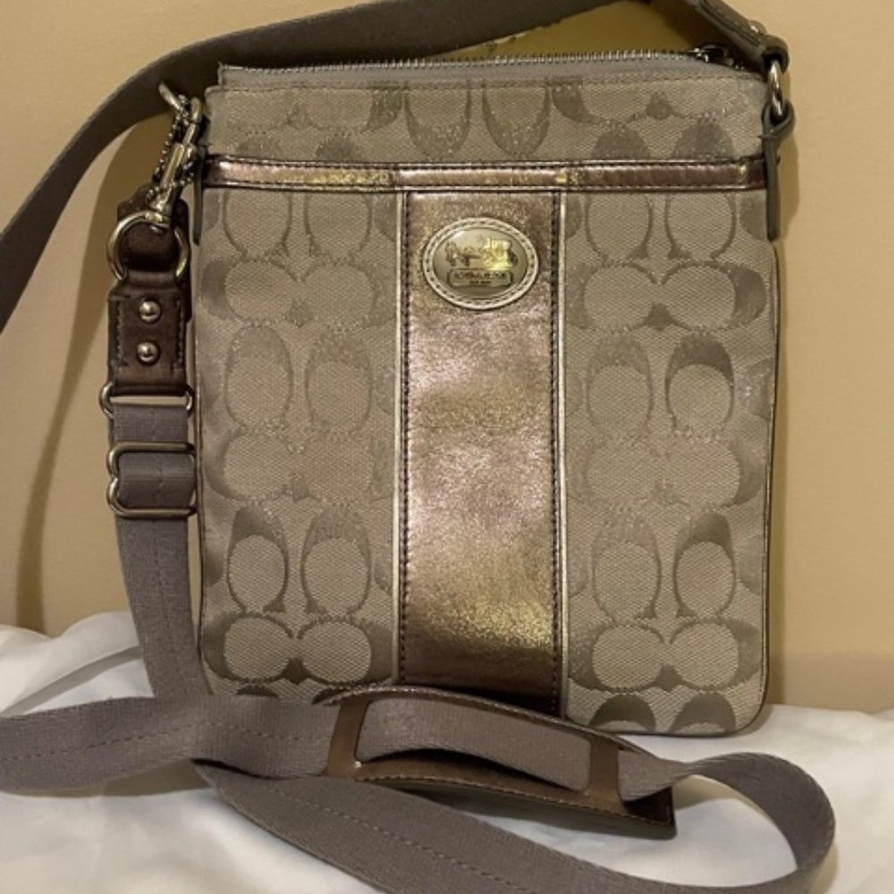 Coach Gray & Silver Crossbody Purse - Gem